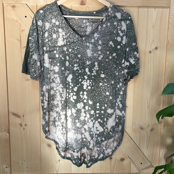 Time and Tru | Tops | Custom Bleach Dyed Vneck Tshirt Sage Green Small ...